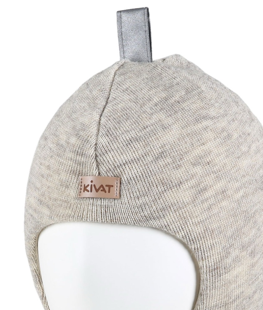 KIVAT balaclava i ull foret med refleks ufarget Sand - colorwool.no